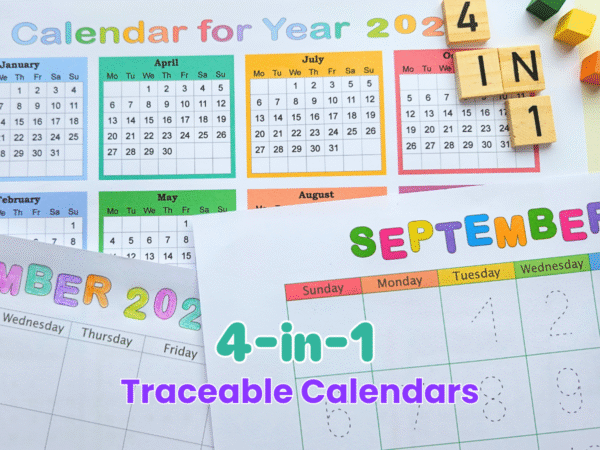 2026 Monthly Calendars (4-in-1) – Trace, Color or Write Numbers ...